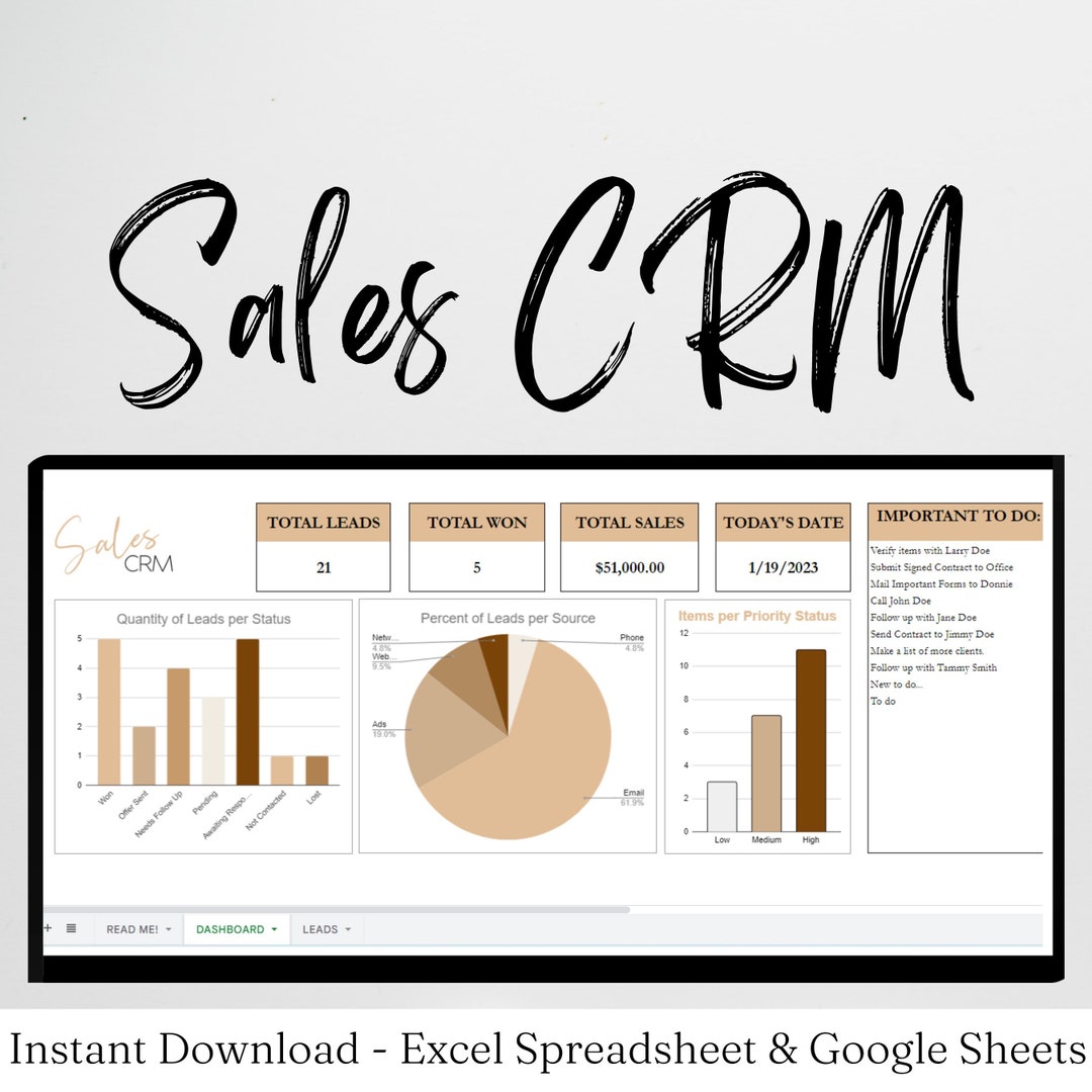 Sales CRM Template Excel, CRM Google Sheet, Crm Template, Excel, Customer Management Crm Google ...