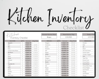 Kitchen Inventory Template, Pantry Inventory Spreadsheet List, Freezer Kitchen Supplies, Spice ...