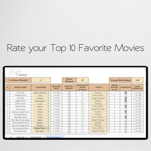 Movie Tracker Excel Spreadsheet, Movies Tracking Google Sheets, Film ...