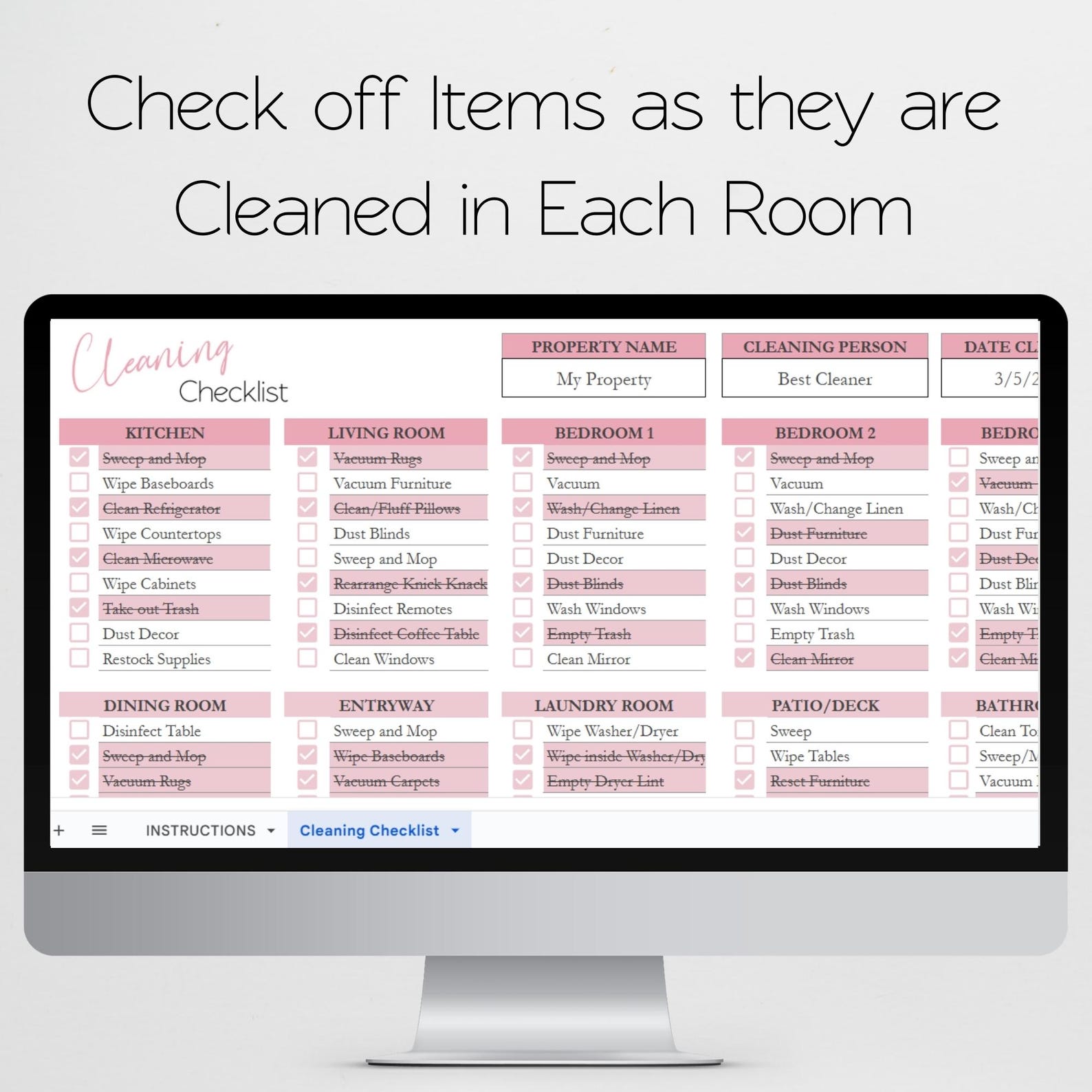 Cleaning Checklist for Short Term Rental Property, Rental Cleaning List ...