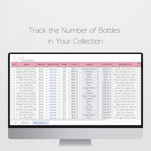 Wine Inventory Template, Wine Collection, Wine List, Inventory Tracker ...