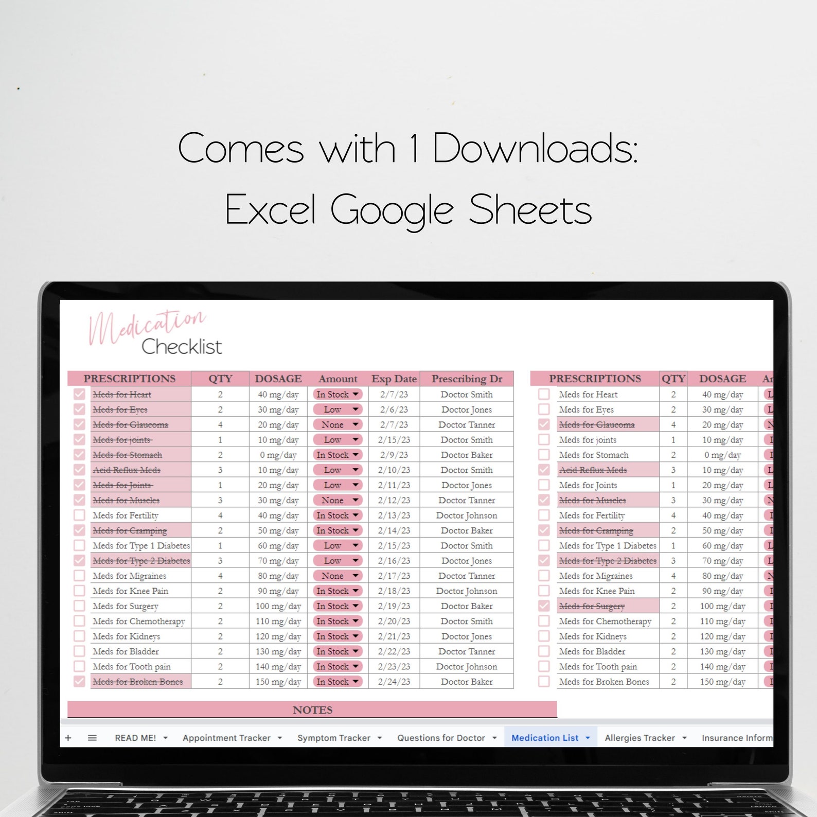 Health Tracker Template Excel Spreadsheet, Health Planner Google Sheets ...