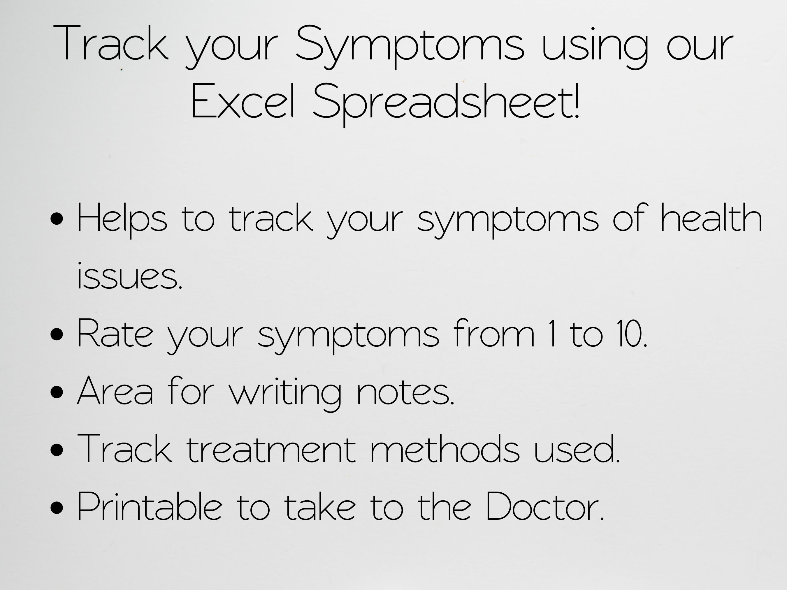 Symptom Tracker Excel Spreadsheet, Symptom Journal, Health Tracker ...