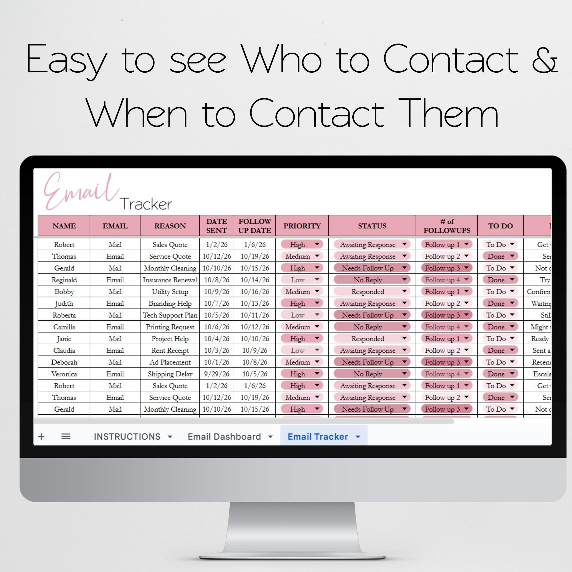 Email Tracker, Client Tracker, Lead Tracker, Work Template, Office ...