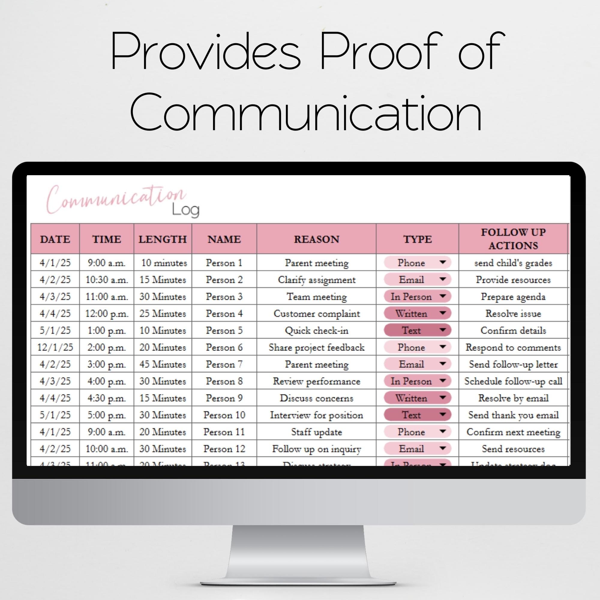 Communication Log Template, Phone Log, Email Tracker, Parent Call Log ...