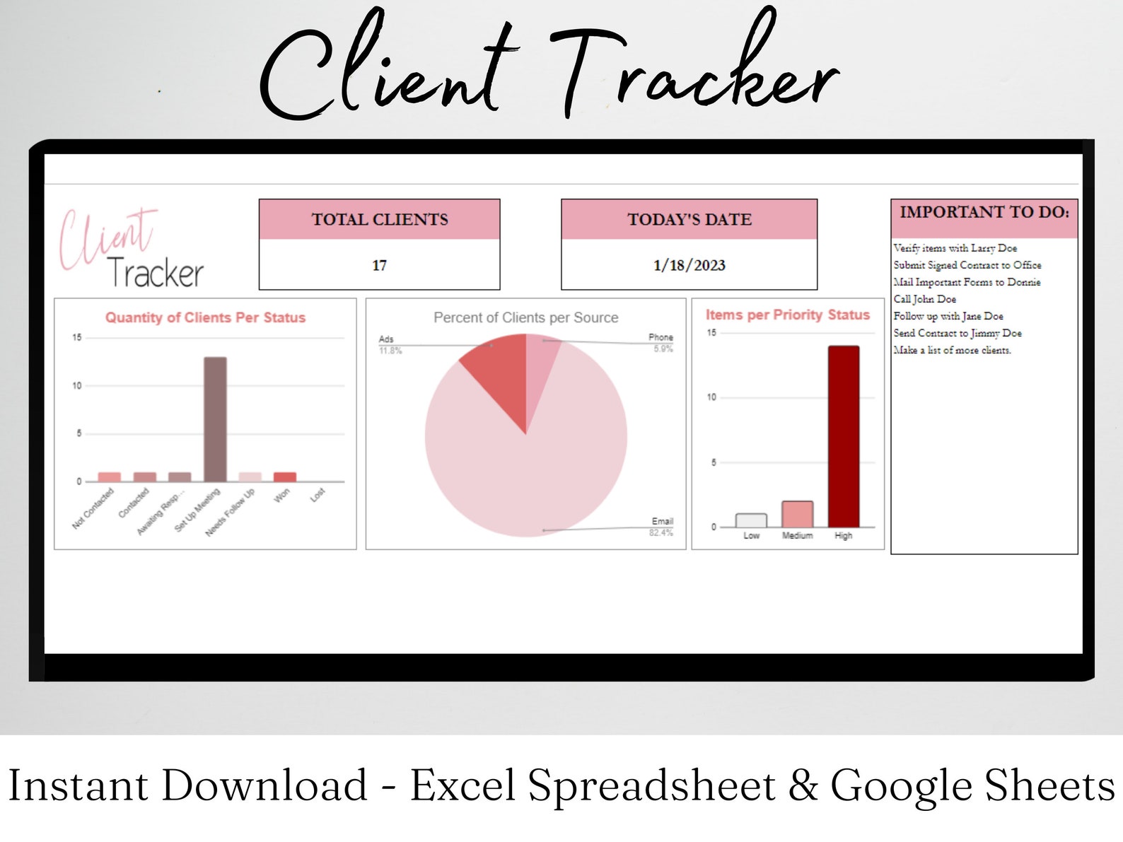 Client Tracker Excel, Client Tracker Google Sheets, Client Tracker ...