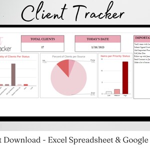 Client Tracker Excel, Client Tracker Google Sheets, Client Tracker ...