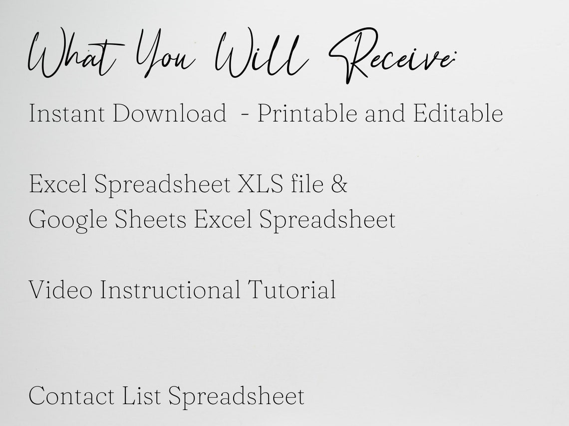 Contact List Template Excel Spreadsheet Contact List Google - Etsy