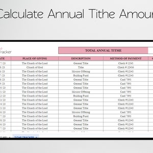 Tithe Tracker Excel Spreadsheet, Tithes and Offerings Tracking, Church ...
