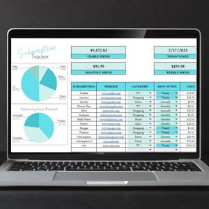 Subscription Tracker Excel Spreadsheet, Subscriptions Tracker Google Sheets, Subscription ...