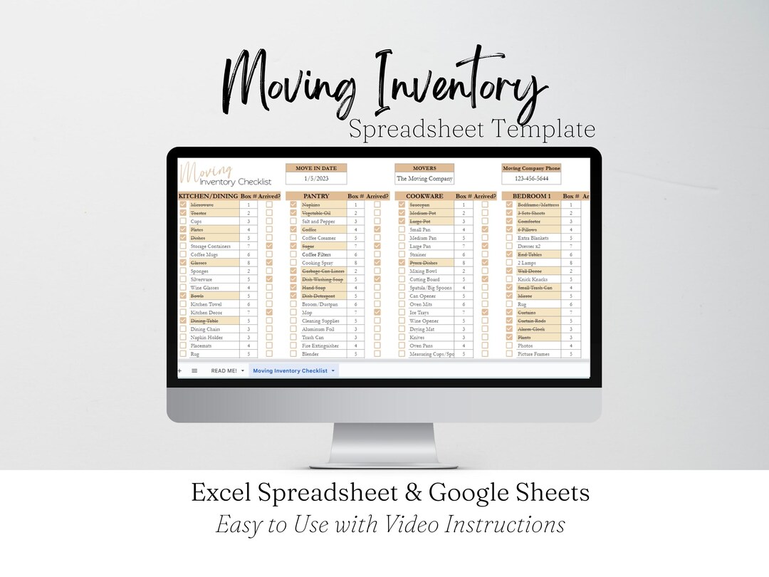 Moving Inventory List Excel Spreadsheet, Moving Planner Google Sheets ...