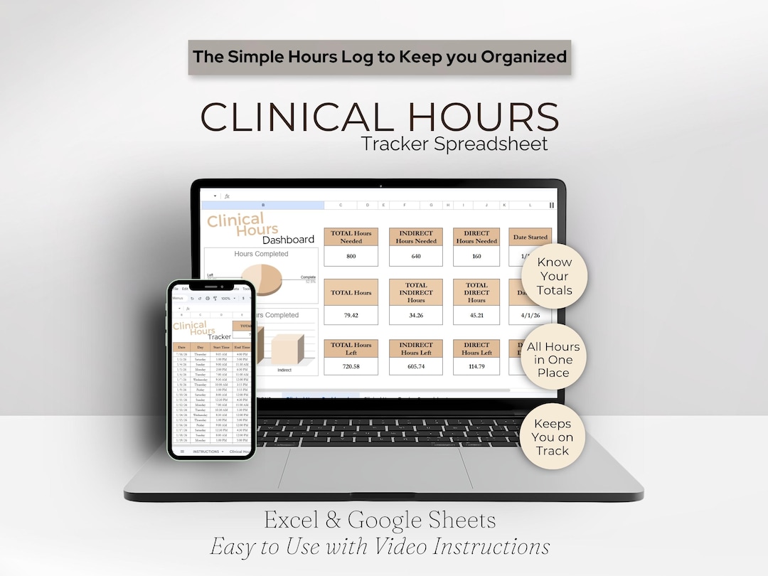 Clinical Hours Log Google Sheet & Excel Spreadsheet Template ...