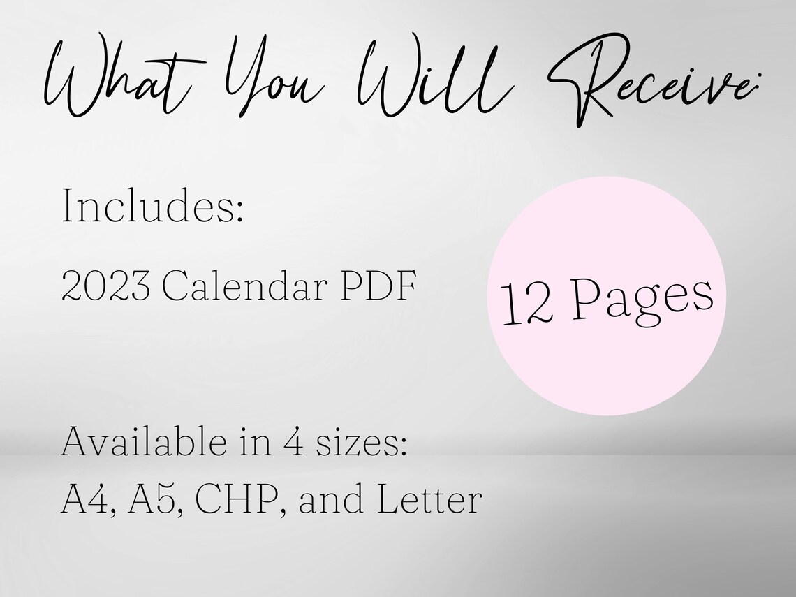 Calendar Printable 2023 Printable Calendar 2023 Calendar - Etsy