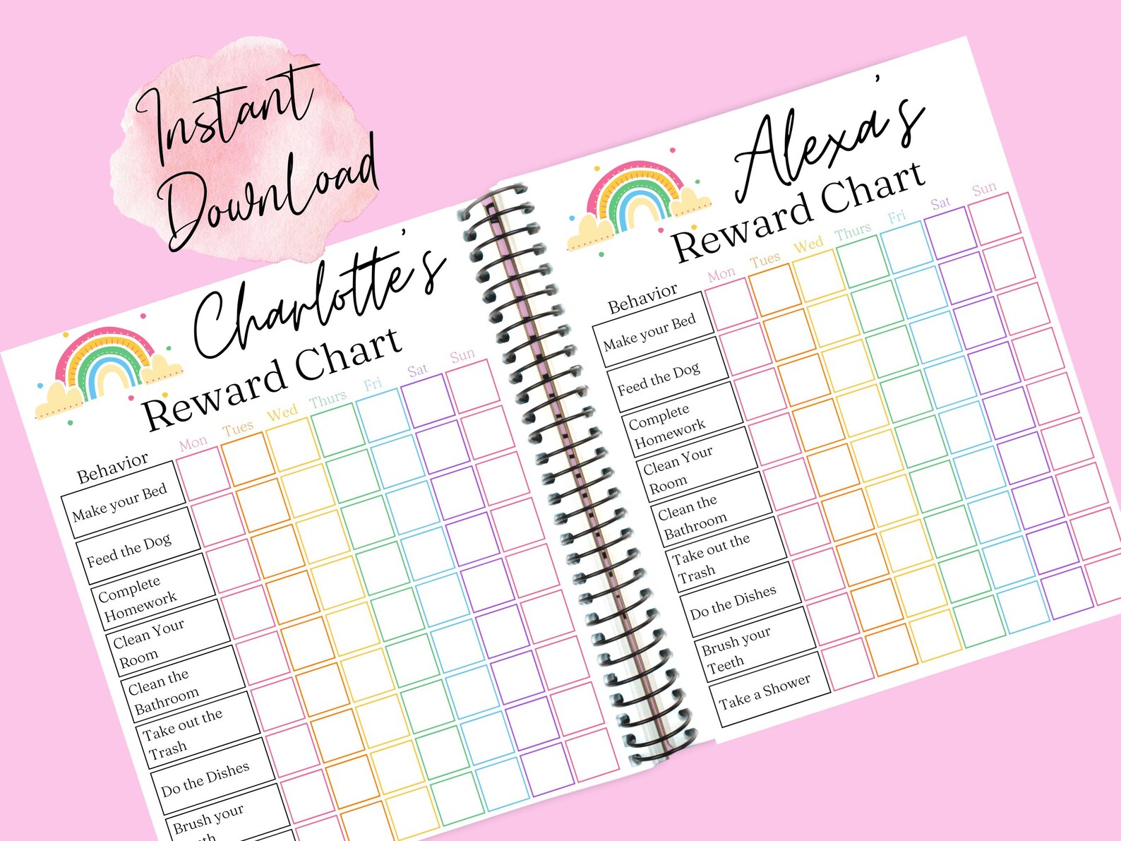 Reward Chart for Kids Printable Editable in Canva Sticker - Etsy