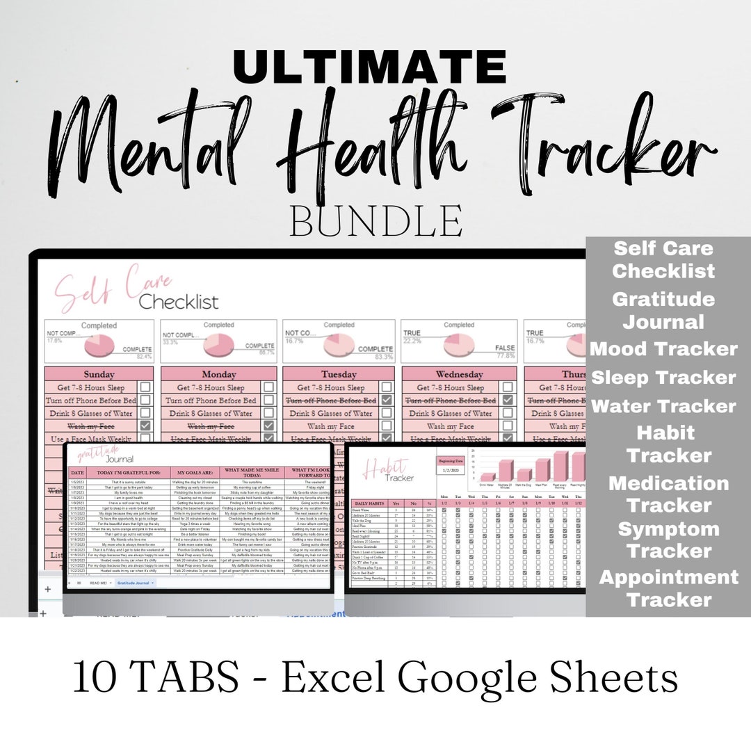 Mental Health Tracker Template Excel Spreadsheet, Daily Self Care ...