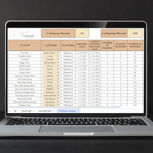 TV Show Tracker Excel Spreadsheet, TV Shows Tracking Google Sheets ...