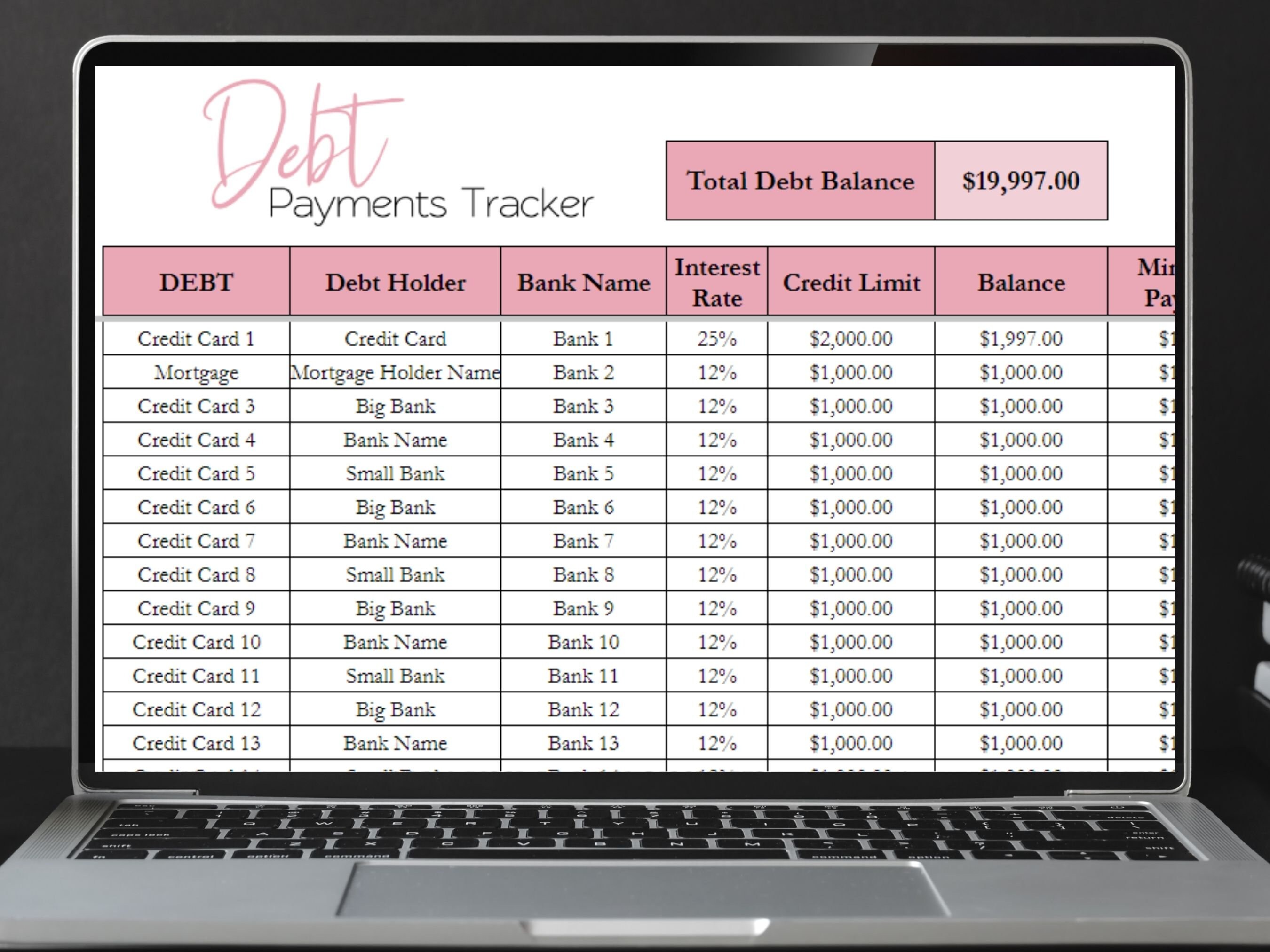 Debt Payments Tracker Excel Spreadsheet Debt Tracker Google - Etsy