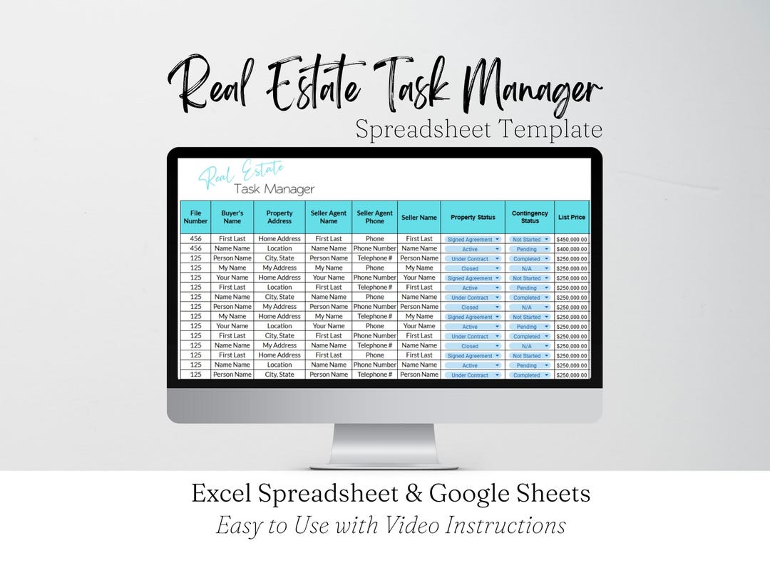 Real Estate Transaction Tracker, Realtor Checklist, Realtor Tracker ...
