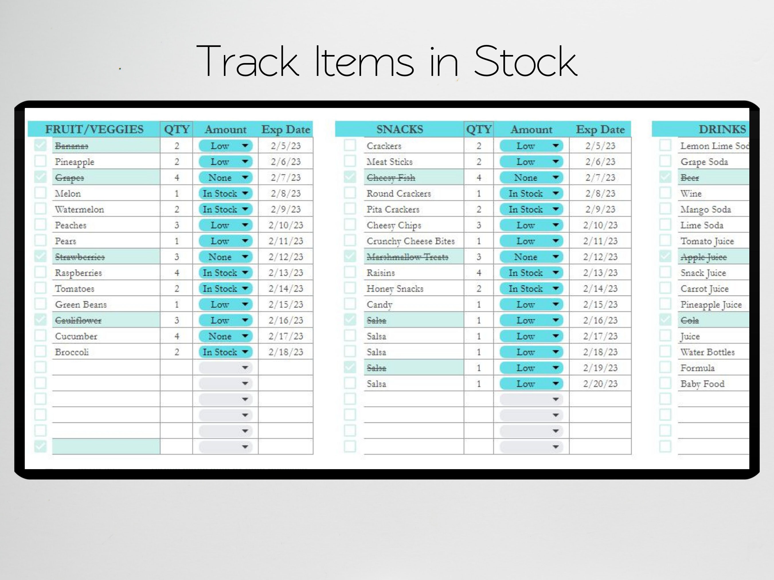 Kitchen Inventory Checklist, Freezer Inventory Planner, Pantry ...