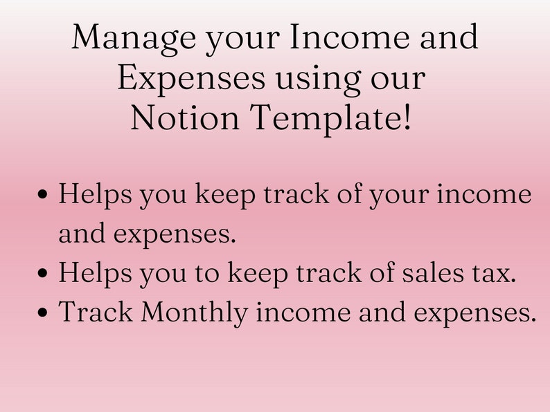 Notion Bookkeeping Template, Notion Template Business Bookkeeping Tracker Template, Income and ...