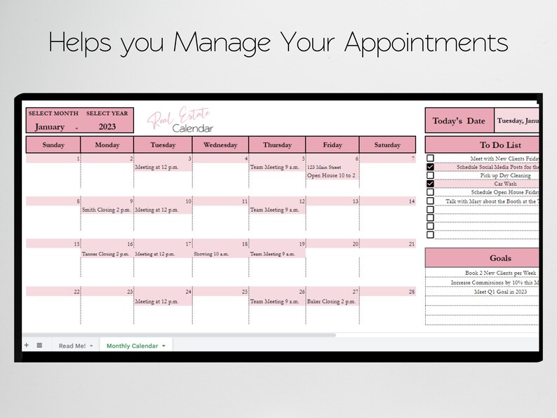 Realtor Monthly Calendar Digital Real Estate Calendar Excel - Etsy