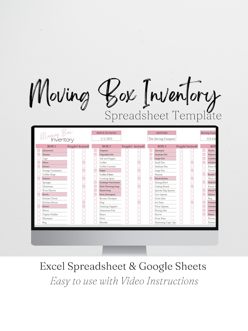 Moving Box Inventory Excel Spreadsheet Organized Moving Home