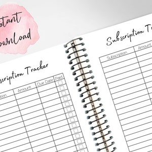 Subscription Tracker Template, Subscription Tracker Printable ...