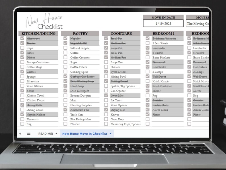 New House Checklist Template Excel Spreadsheet Home Planner - Etsy
