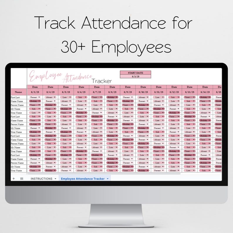 Employee Attendance Tracker Excel Spreadsheet, Human Resources ...