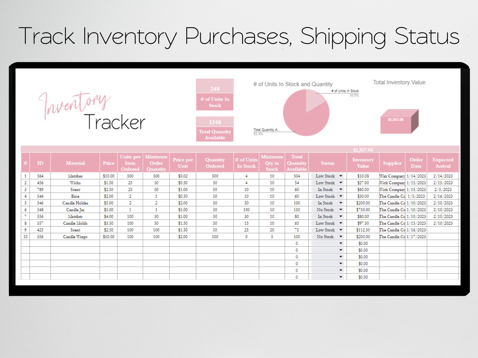 Inventory Tracker Google Sheets Inventory List Inventory - Etsy
