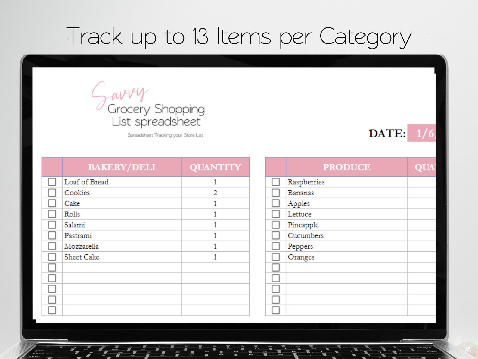 Grocery List Spreadsheet, Grocery Shopping List Template, Grocery ...