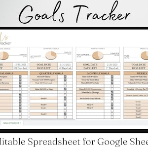 Goal Tracker Google Sheet, Goals Tracker Excel, Goals Tracker Template ...