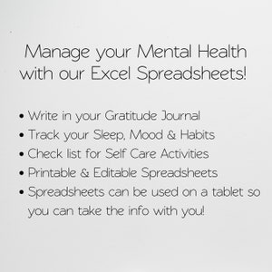 Mental Health Tracker Template Excel Spreadsheet, Daily Self Care ...