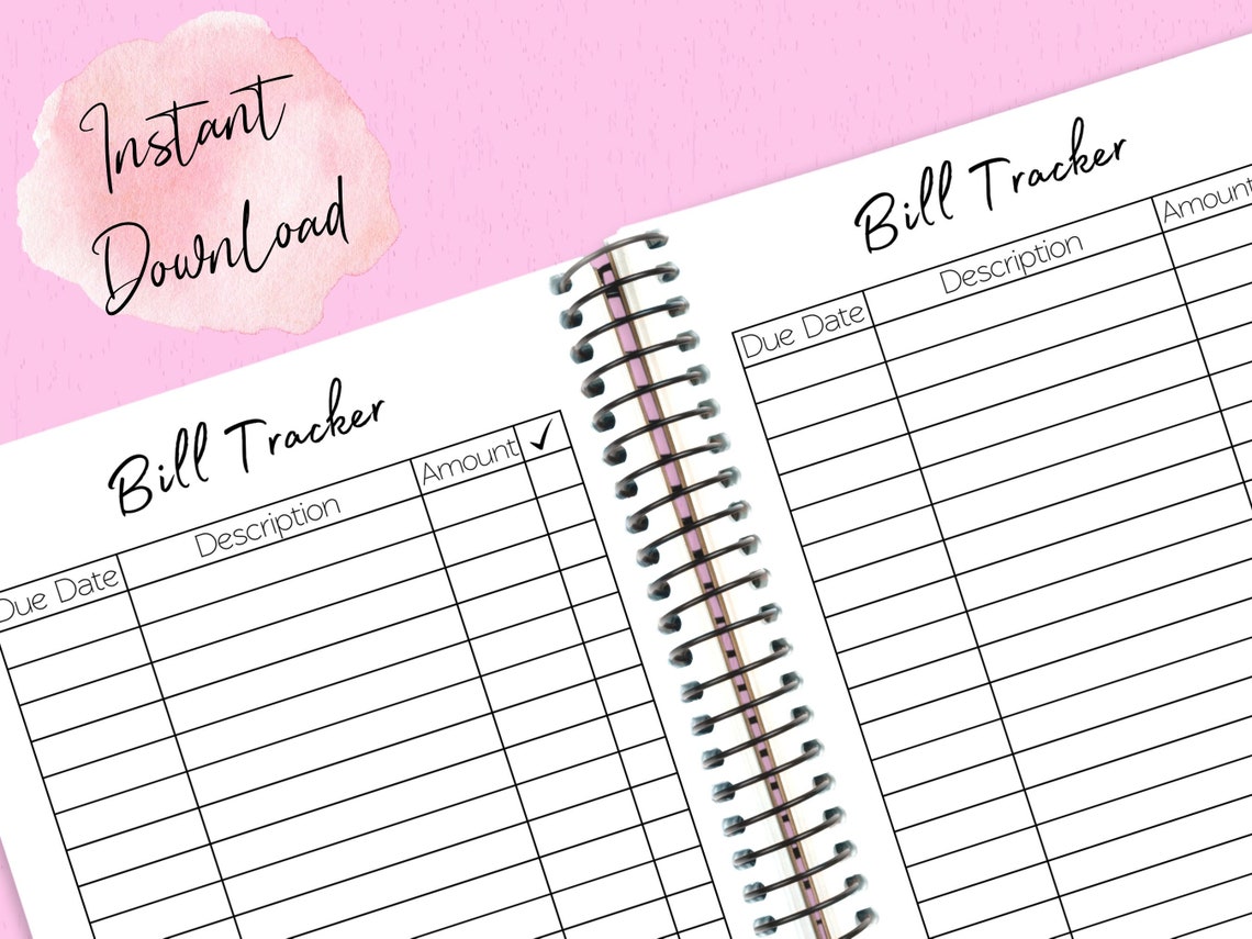 Bill Tracker Printable Bill Tracker PDF Bill Tracker - Etsy