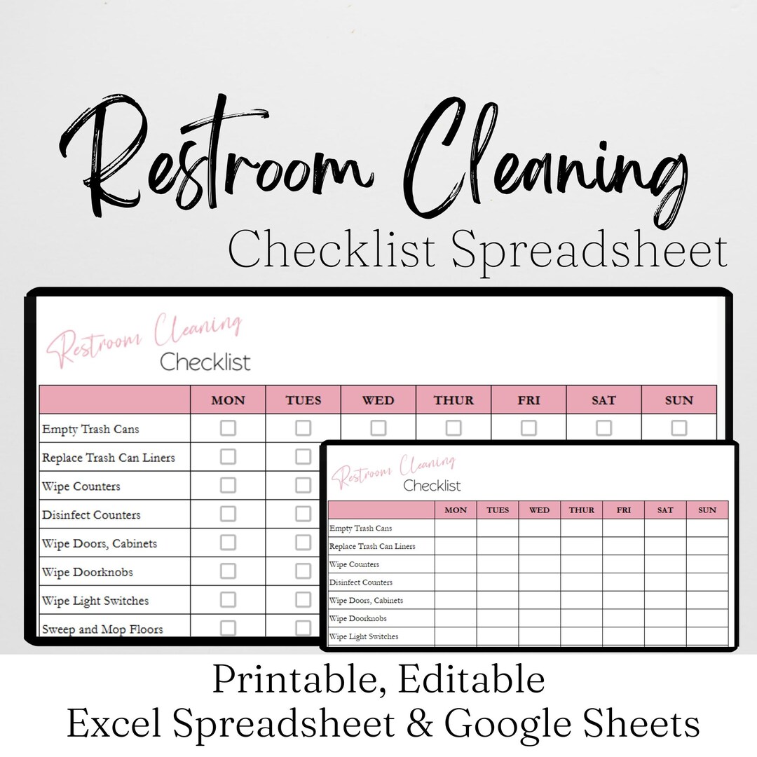 Bathroom Cleaning Checklist, Restroom Cleaning Tracker Google Sheets ...