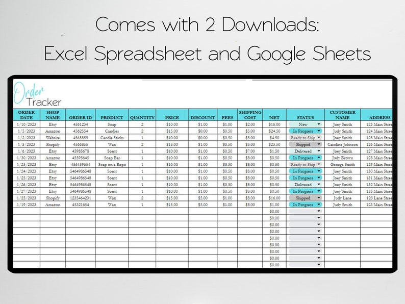 Business Order Tracker Template, Order Tracker Google Sheets, Order ...