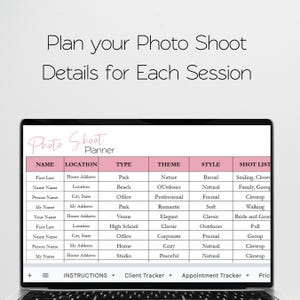Photography Business Planner Bundle Spreadsheet Template, Photographer ...