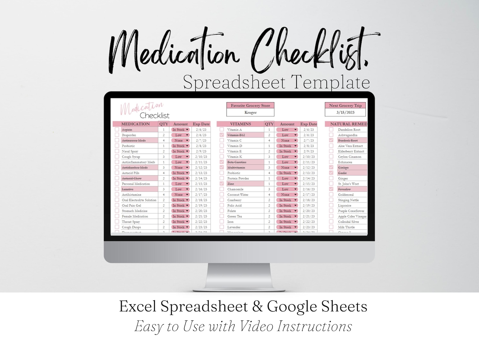 Medication Checklist, Medication Tracker, Daily Medication Log ...