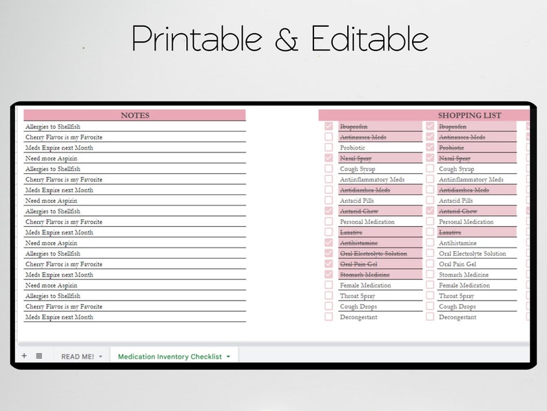 Medication Checklist Medication Tracker Daily Medication - Etsy