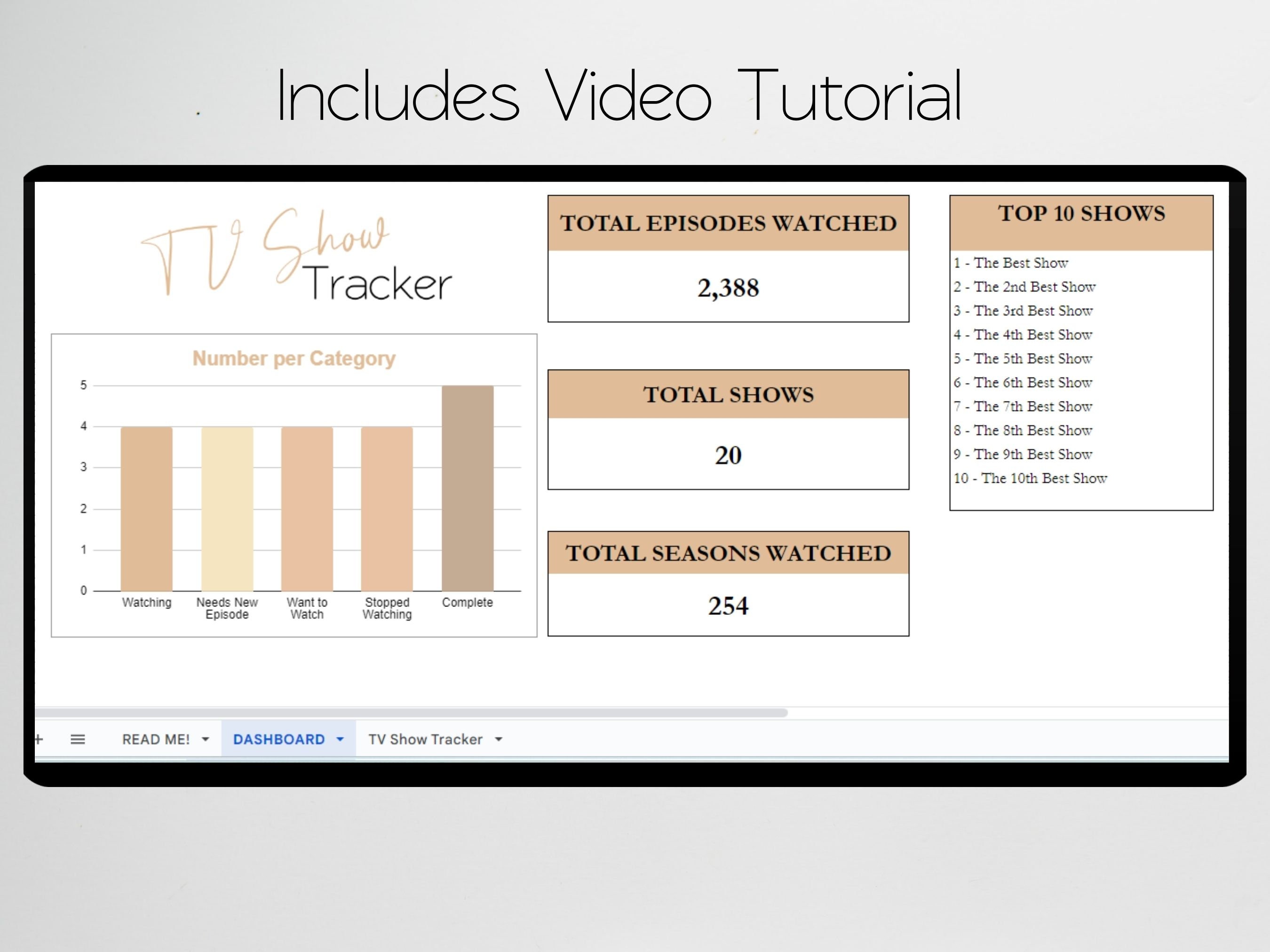 TV Show Tracker Excel Spreadsheet TV Shows Tracking Google - Etsy