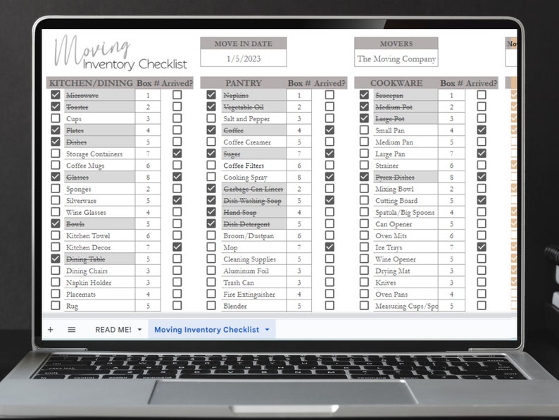Home Moving Inventory Template Excel Spreadsheet Home Moving - Etsy