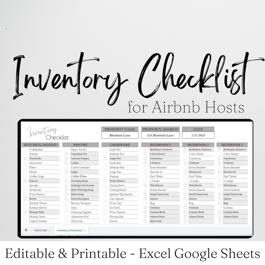 Furniture Inventory Checklist Template, Checklist Inventory Bundle ...