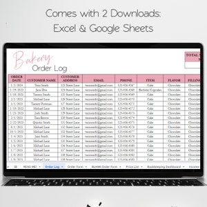 Bakery Business Plan, Bakery Spreadsheet, Bakery Order Form, Bakery ...