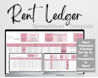Monthly Rent Payment Ledger Template Landlord Rental Spreadsheet by ...