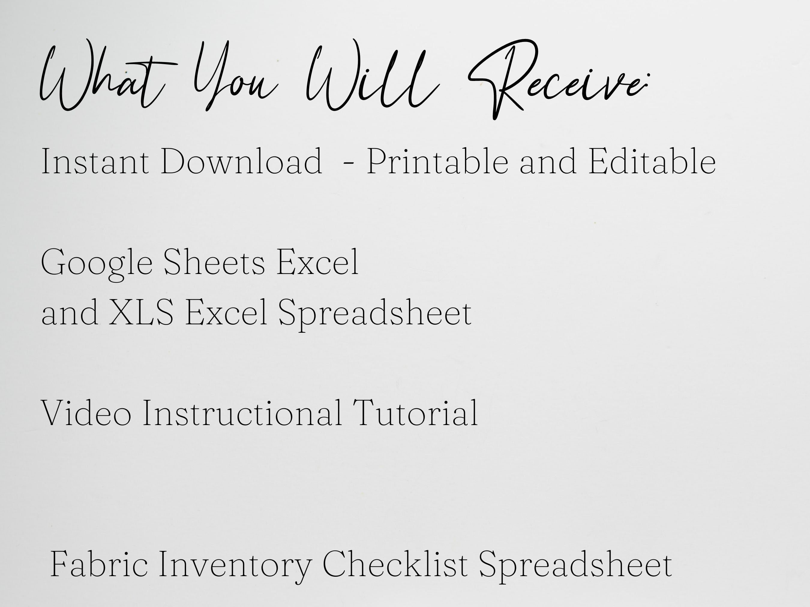 Fabric Inventory Tracker Excel Spreadsheet Sewing Organizer - Etsy