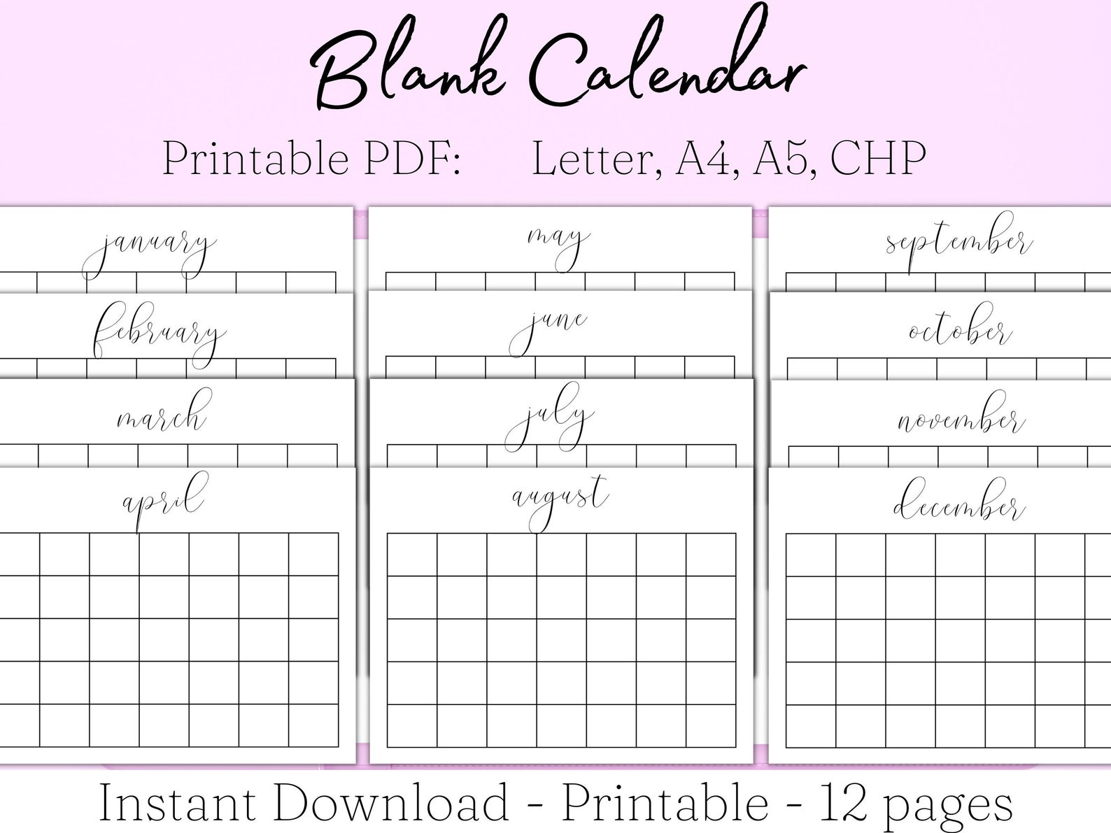 Blank Calendar PDF, Calendar Printable Blank Calendars Calendar ...