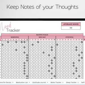 Mental Health Tracker Template Excel Spreadsheet, Daily Self Care ...