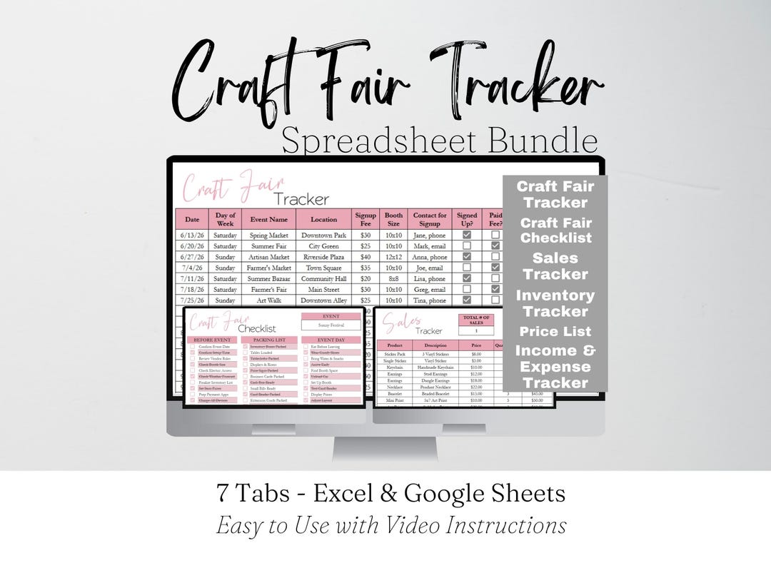 Craft Fair Tracker Bundle Google Sheets, Craft Show Planner Excel ...