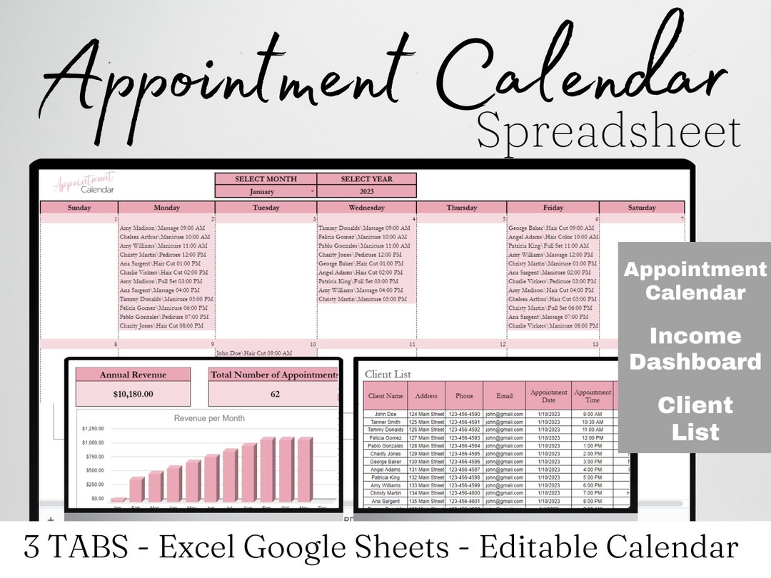 Appointment Calendar, Appointment Planner, Appointment Book Template ...