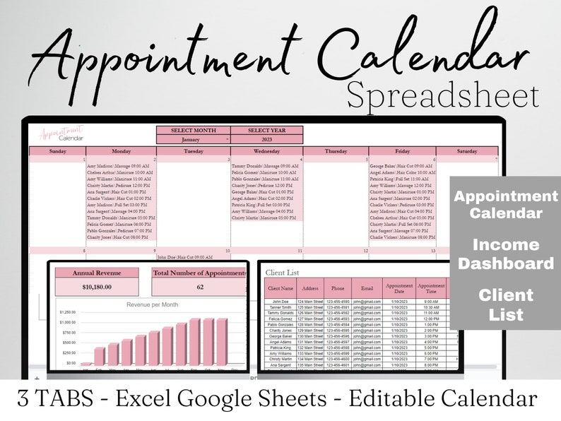 Appointment Calendar, Appointment Planner, Appointment Book Template ...